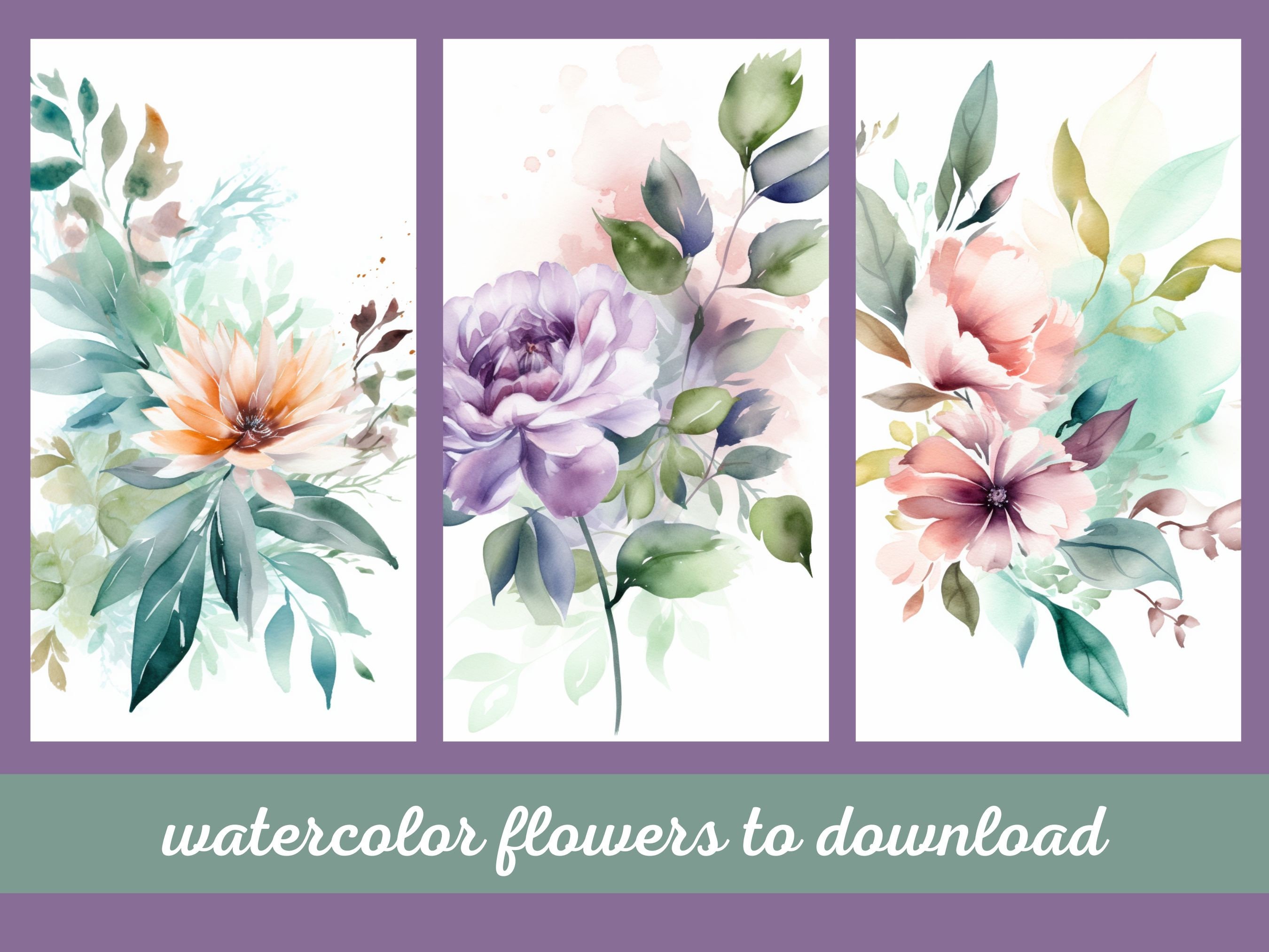 Pastel Clipart Flowers - Pink and Purple, 20 Digital Downloads, PNG ...