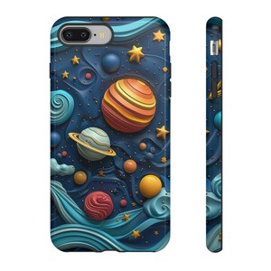Planets & Stars Magsafe Tough Case, Celestial Faux 3D Style Phone Cover, Matte, Glossy iPhone 15 ...