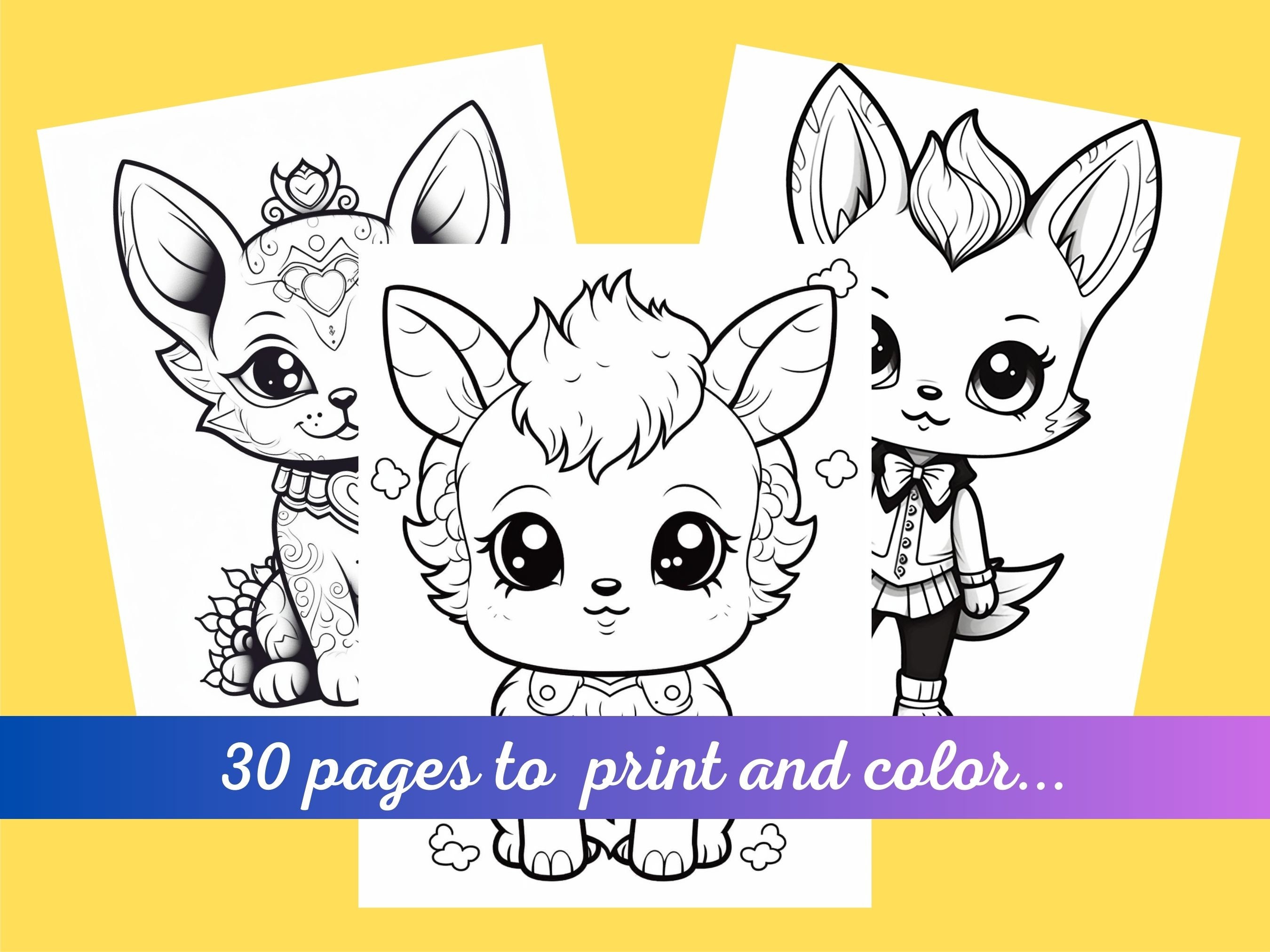 Cute Creative Animals 30 Coloring Pages Files Printable JPG and PDF ...