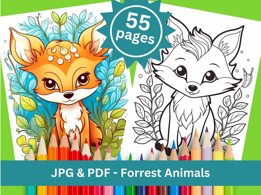 Forest Animals Coloring Sheets | Adult Coloring Book | 55 Coloring ...