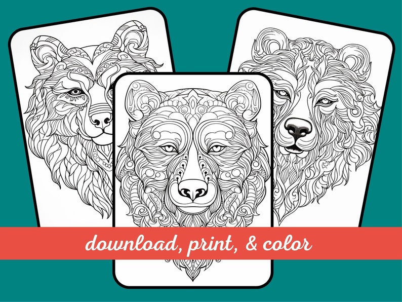 Mandala Animal Portraits Animal Coloring Book 50 Coloring Pages ...