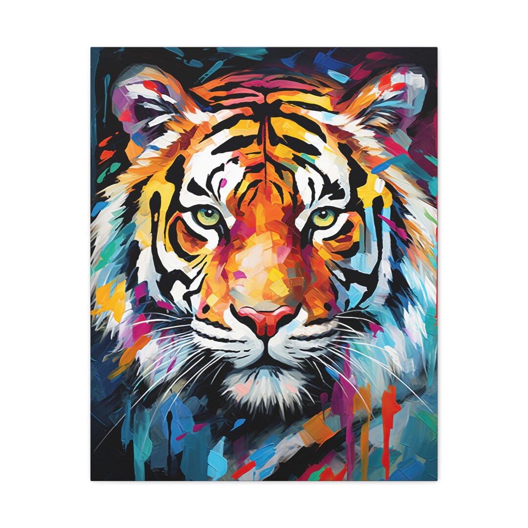 Printed Abstract Tiger Portrait Wall Art | Canvas Gallery Wrap ...