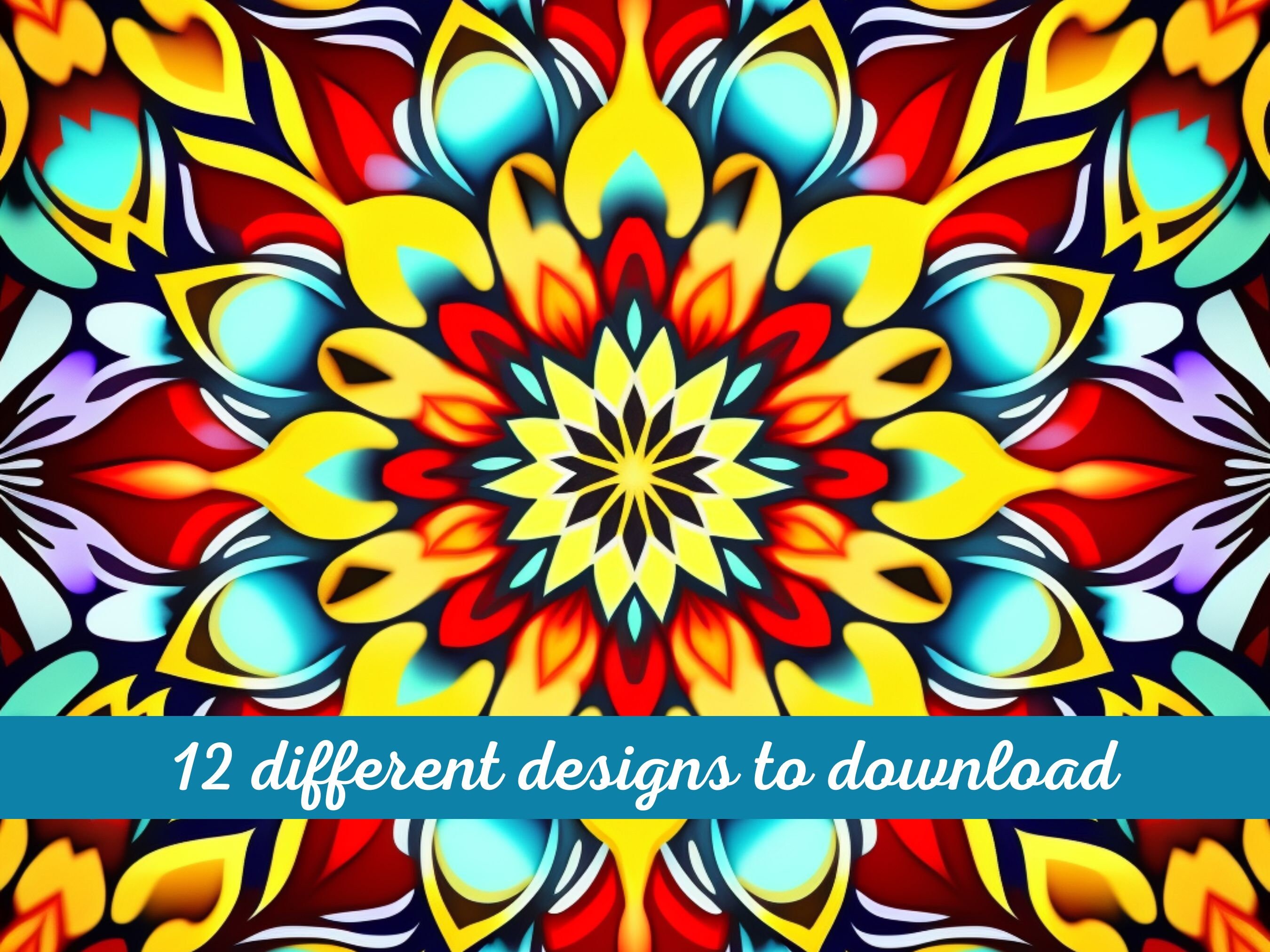 Multi-colored Flower Mandala Patterns | Printable 12" X 12" Files | JPG ...