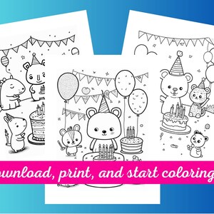 Animal Birthday 40 Coloring Pages | Cute Coloring Book | 40 Coloring ...