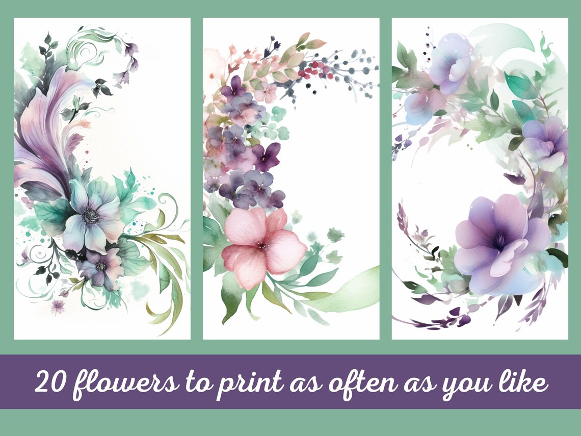 Pastel Flower Border Clipart: Pink & Purple Floral PNG (digital ...