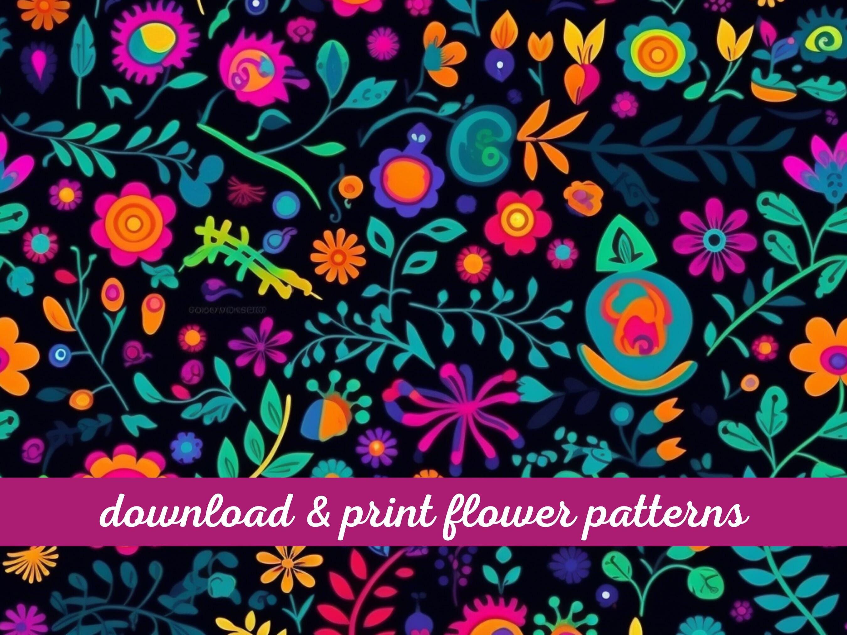 Mexican Floral Pattern Set: Colorful Flower Designs (12 Digital ...