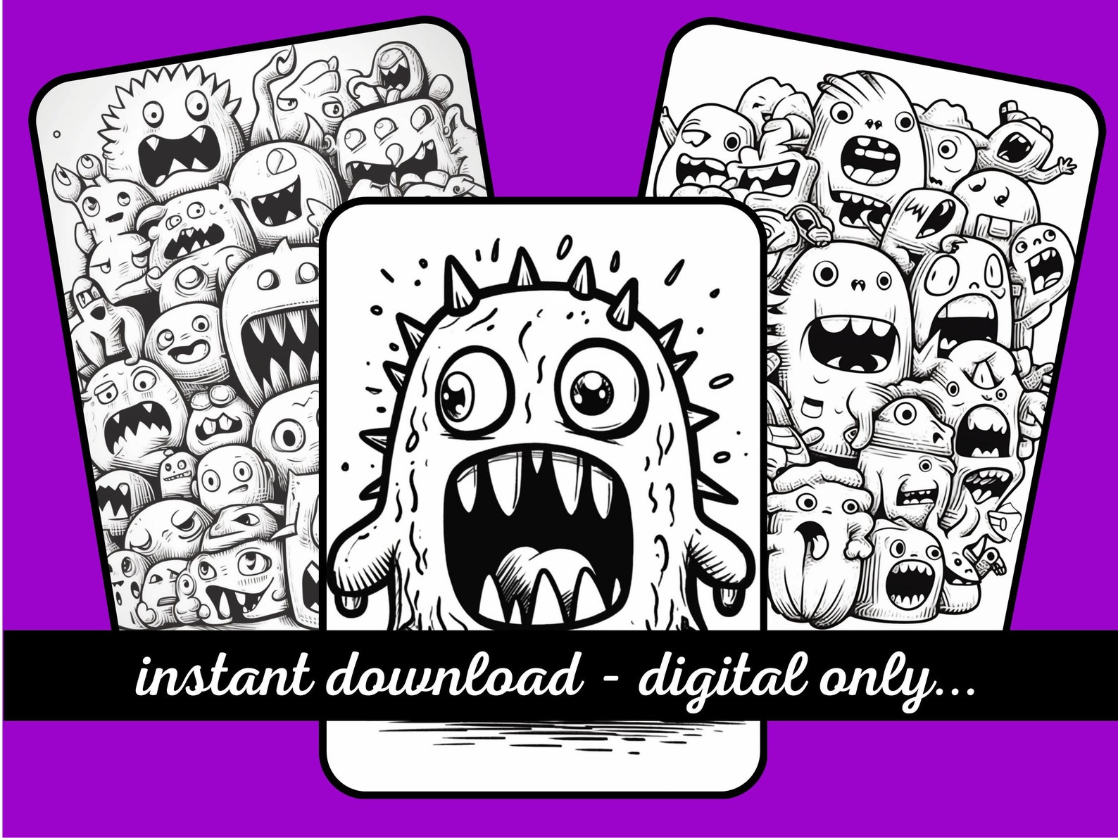 Monsters Doodle Coloring Book Creative Creatures Color Designs Cute ...