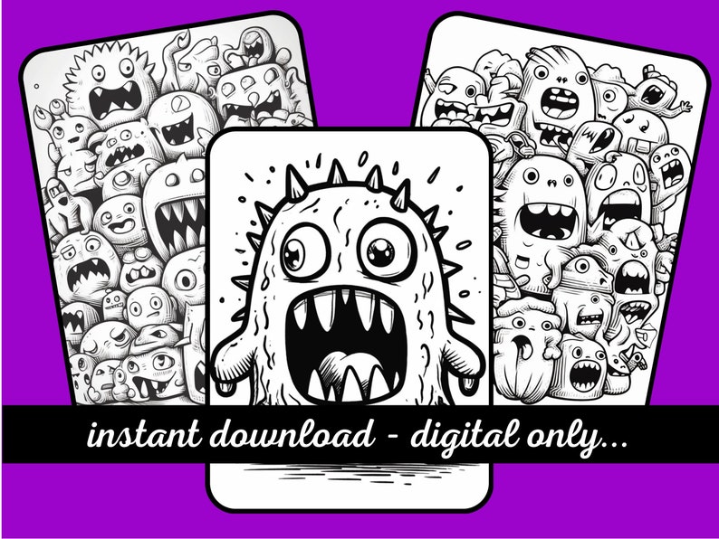 Monsters Doodle Coloring Book Creative Creatures Color Designs Cute ...