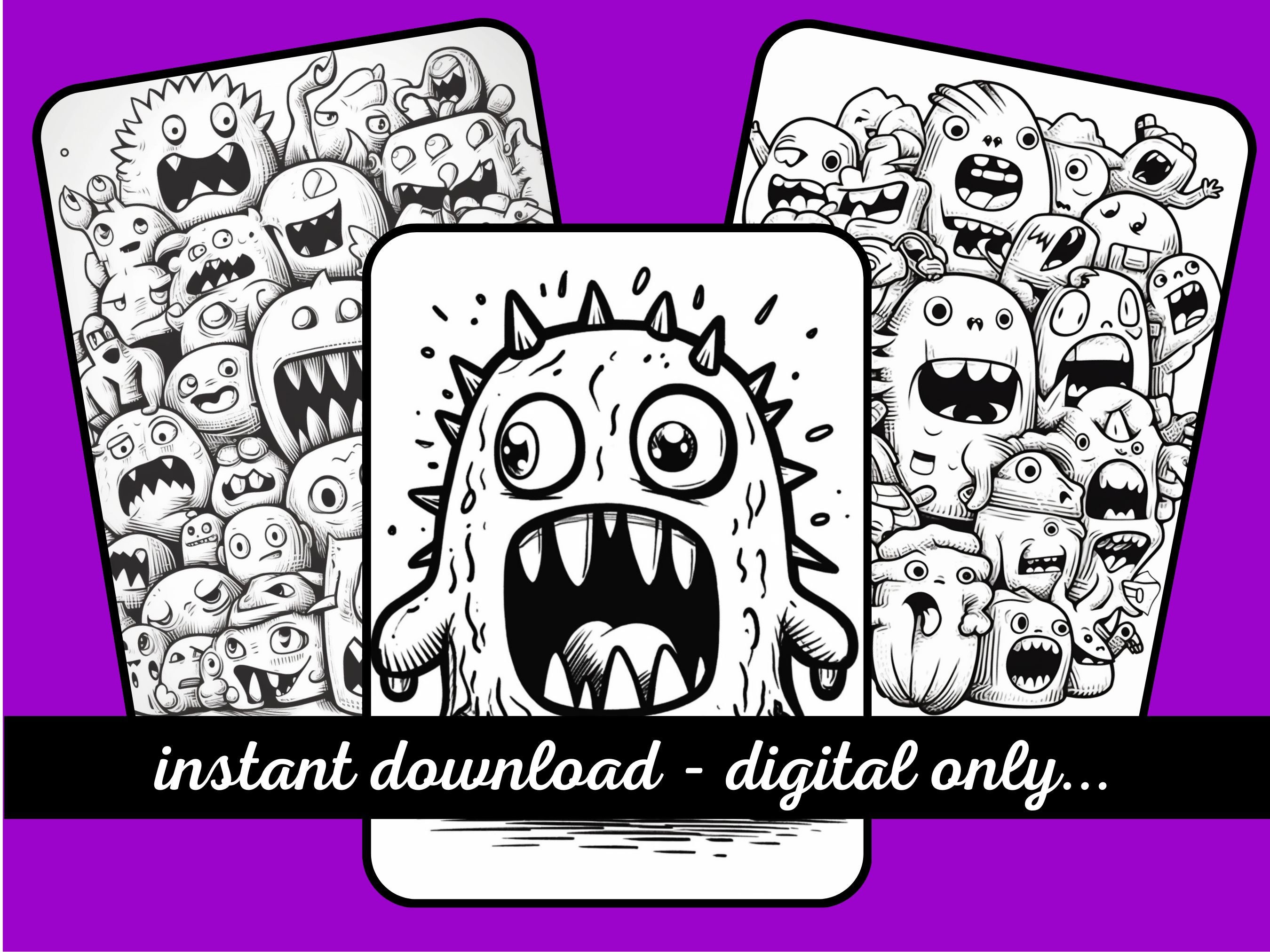 Monsters Doodle Coloring Book Creative Creatures Color Designs Cute ...