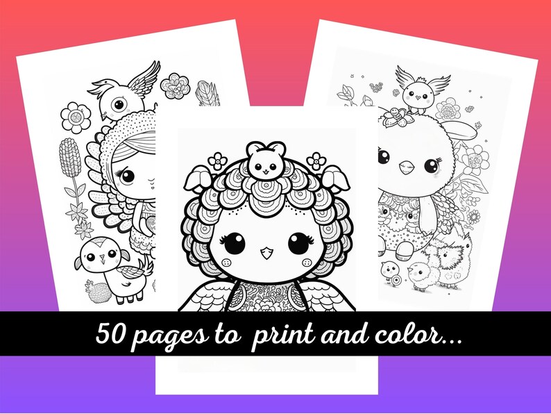 50 Pages of Whimsical Creatures Fantasy Coloring Book 50 Coloring Pages ...