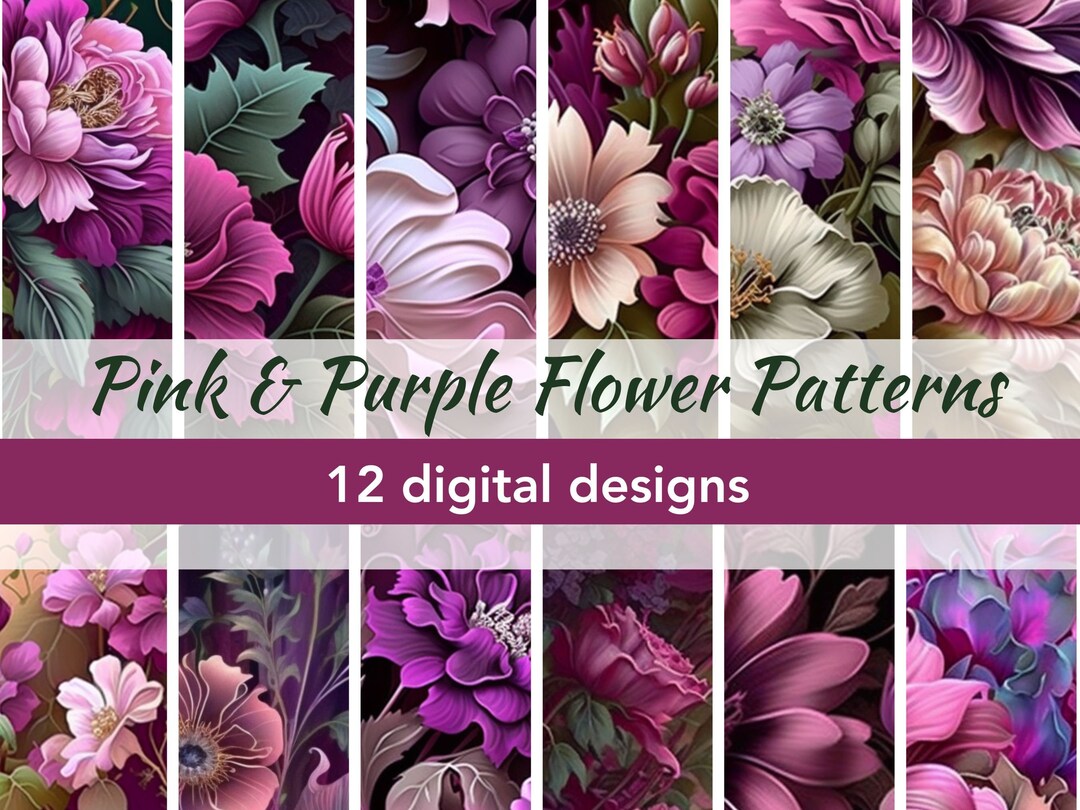 Beautiful Purple and Pink Flower Patterns | 12" X 12" Floral Designs ...