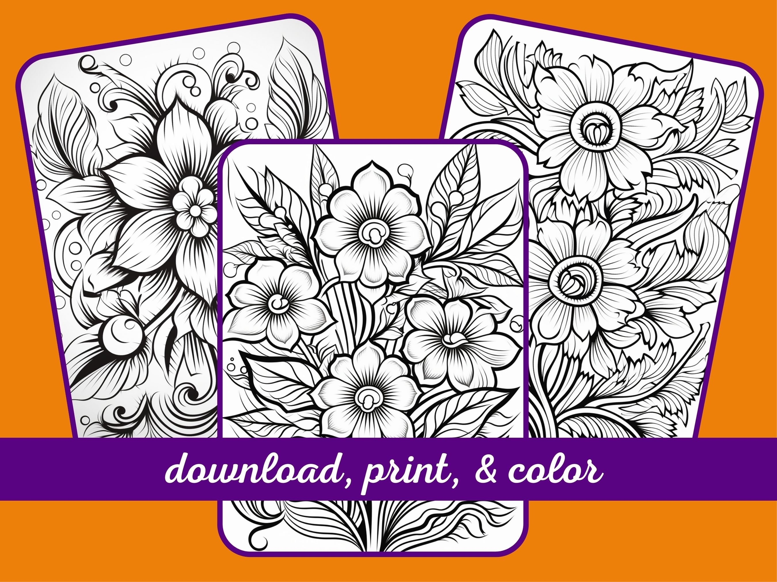 Mexican Floral Coloring Pages Adult Coloring Book 50 - Etsy