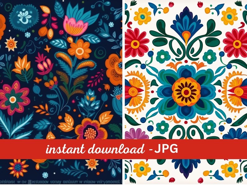 Colorful Mexican Flower Patterns 12 X 12 Flower - Etsy
