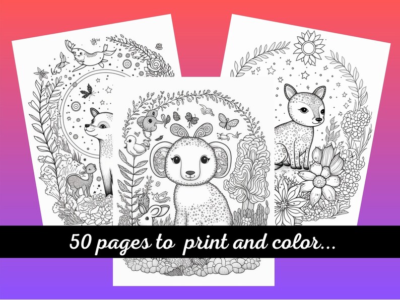 Whimsical Animals and Scenes Fantasy Coloring Book 50 - Etsy