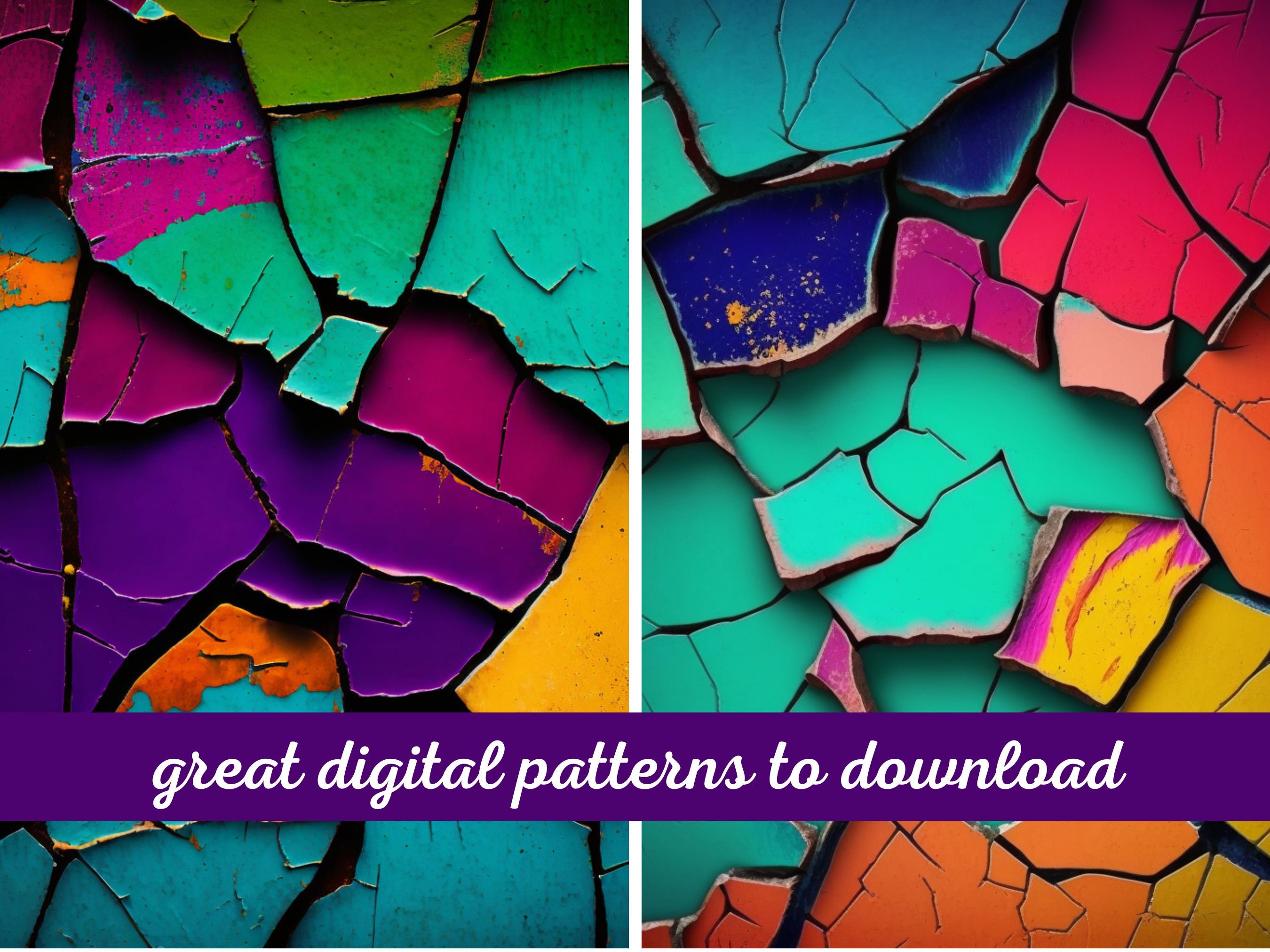 Colorful Cracked Paint Patterns 12 X 12 Digital Designs 12 - Etsy