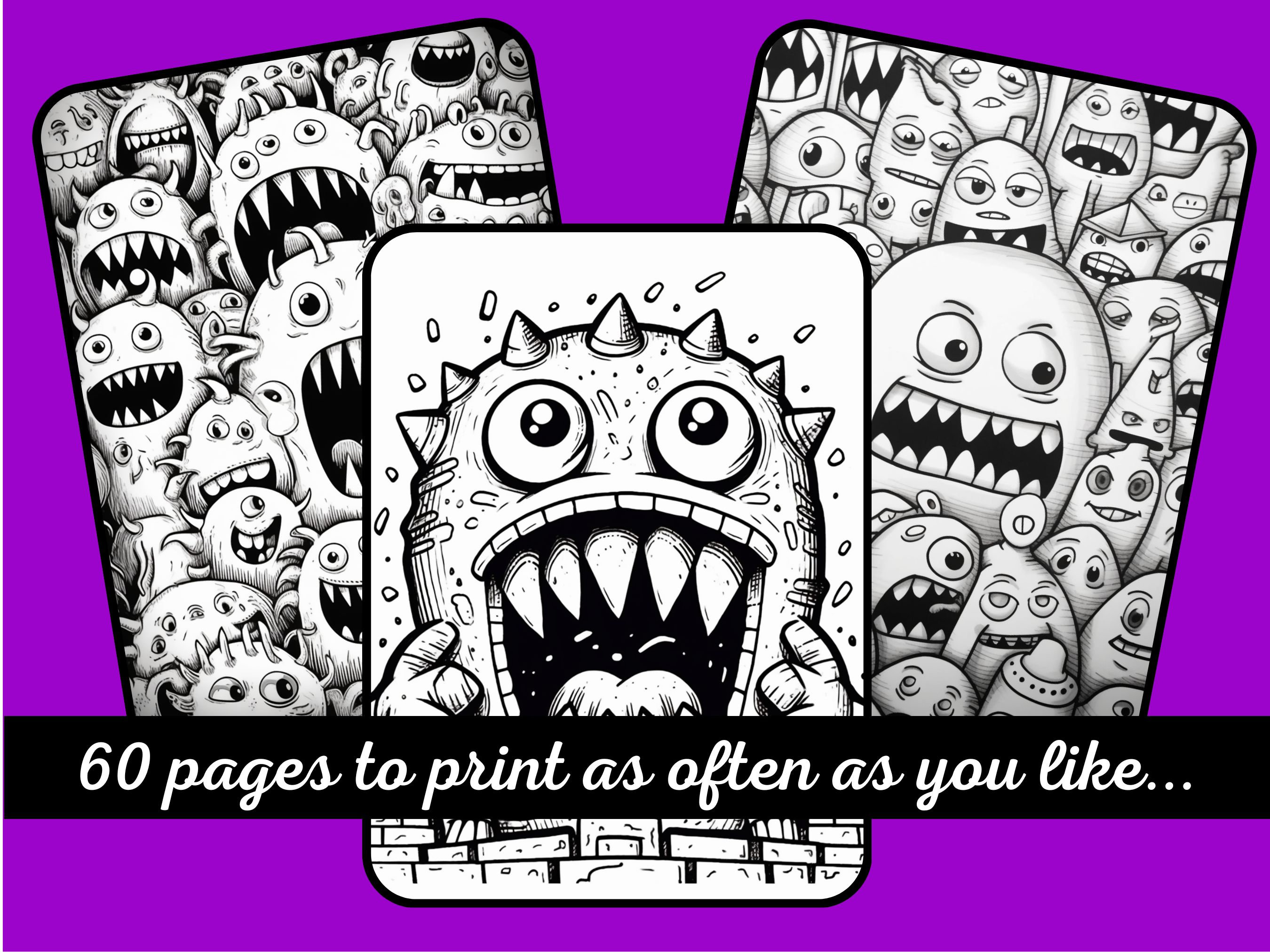 Monsters Doodle Coloring Book Creative Creatures Color Designs Cute ...