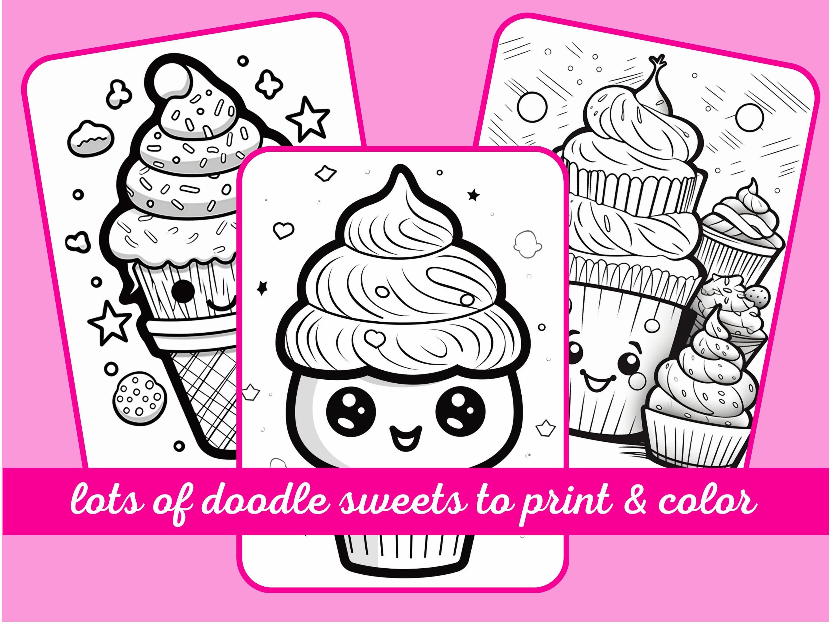 Candy & Sweets Doodle Coloring Pages Creative Treats Color Designs Cute ...