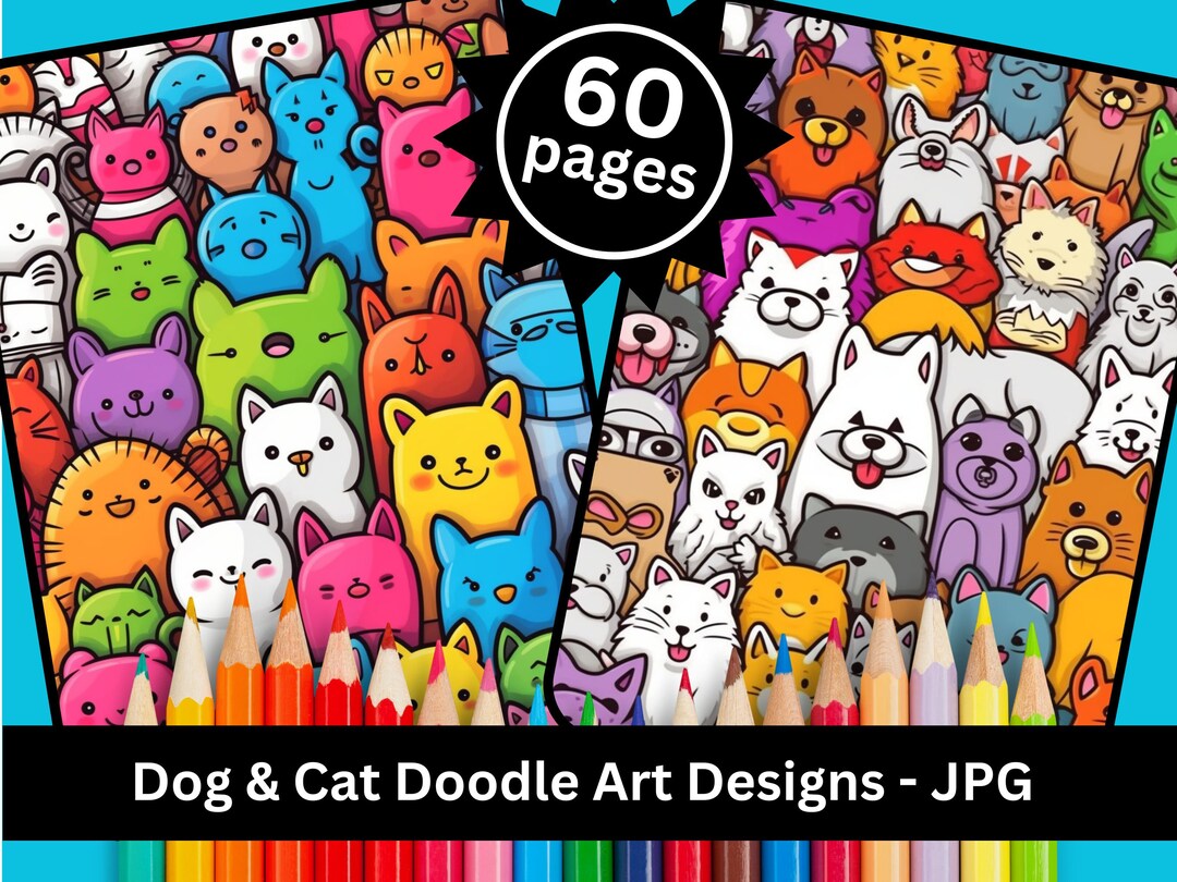 Dogs & Cats Doodle Coloring Pages | Creative Animal Color Designs ...