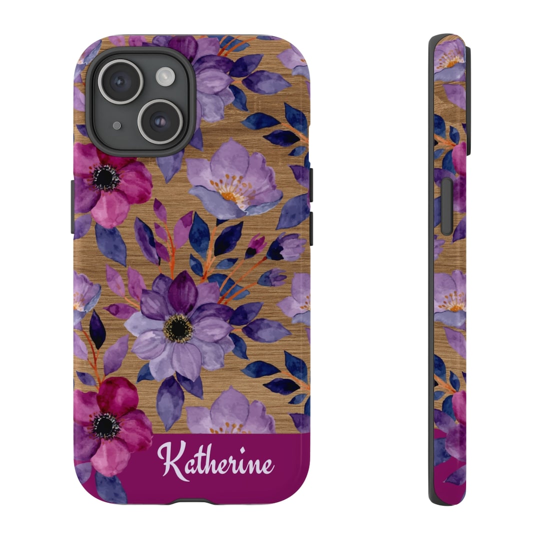 Custom Name Phone Case Personalized Purple Floral Gift - Iphone ...
