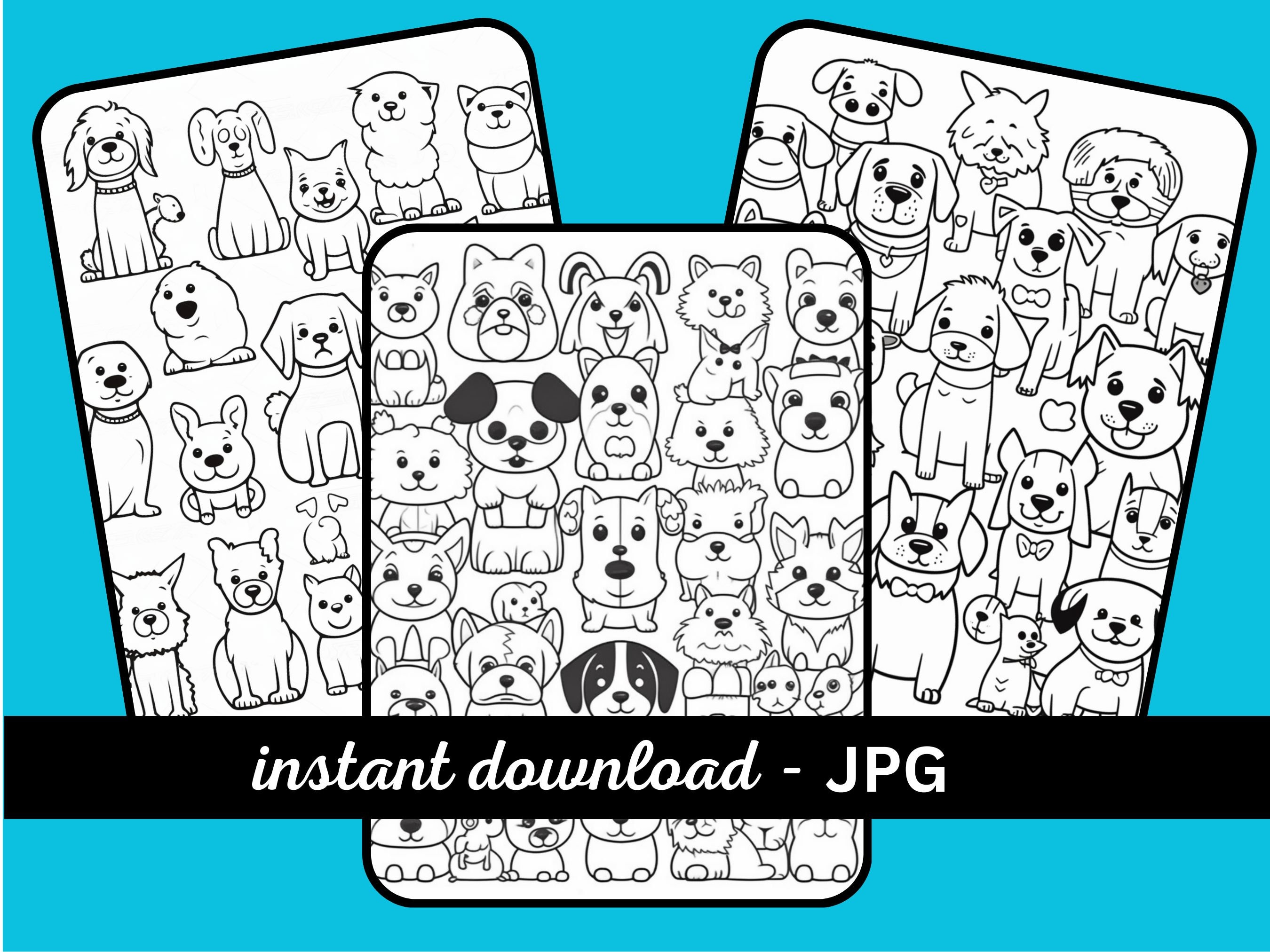 Dogs & Cats Doodle Coloring Pages Creative Animal Color - Etsy