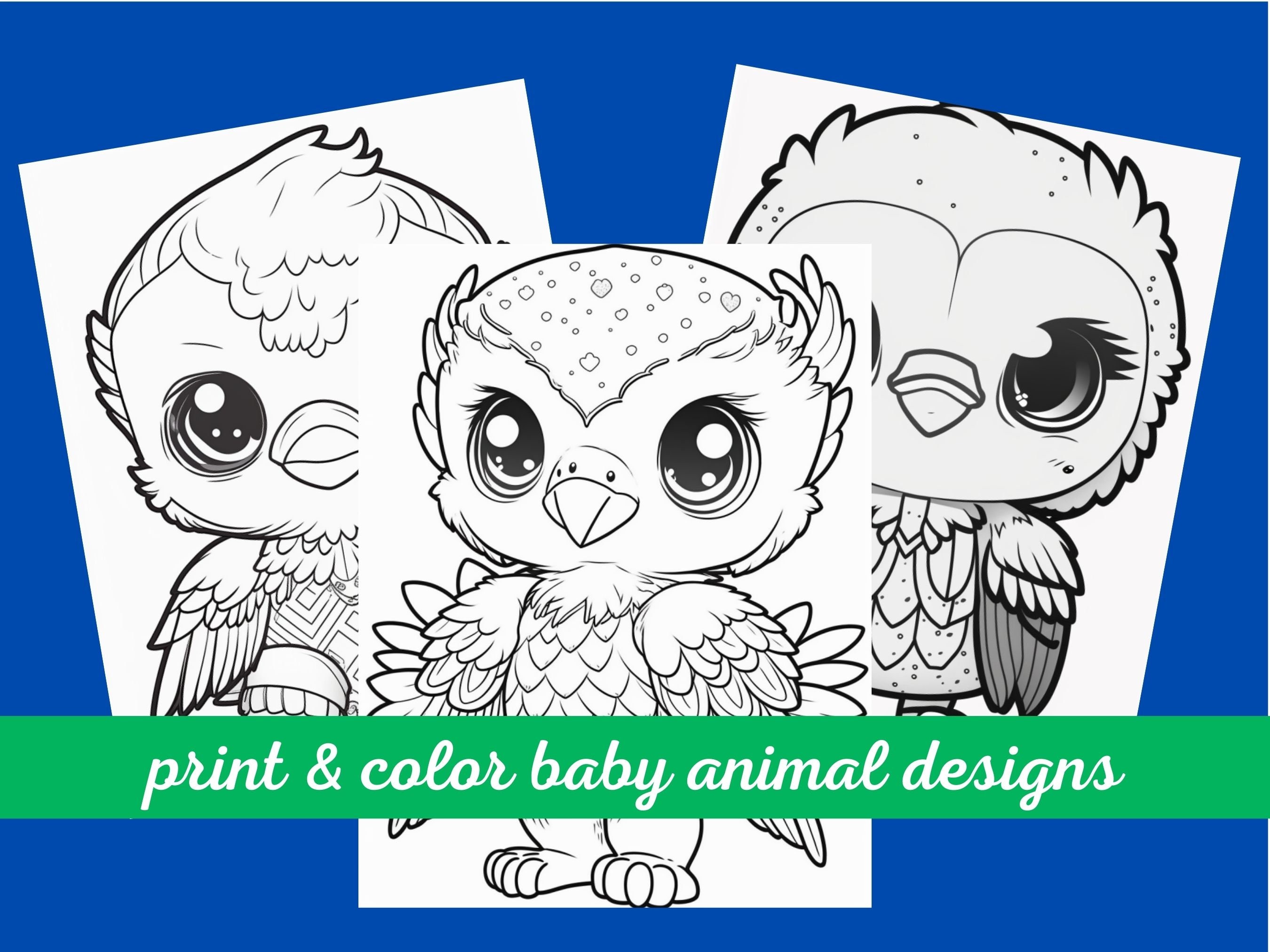 Baby Animals 50 Coloring Pages Cute Coloring Book 50 Coloring Pages ...