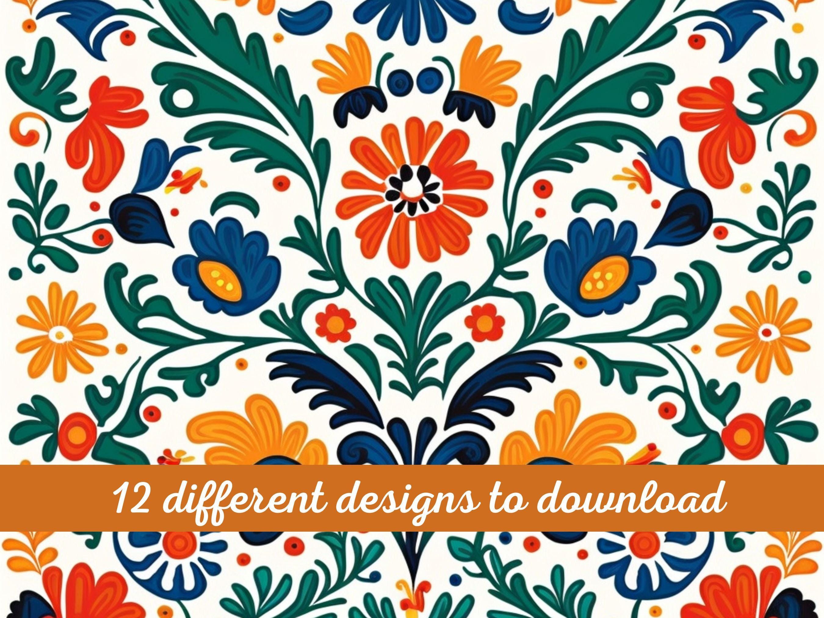 Mexican Floral Patterns - Colorful Scrapbook Paper Digital Download ...