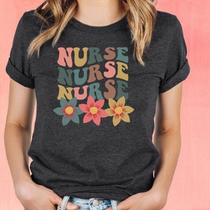 Retro Multi-color Nurse Tee | Unisex Bella+canva Cotton 3001 T-shirt ...