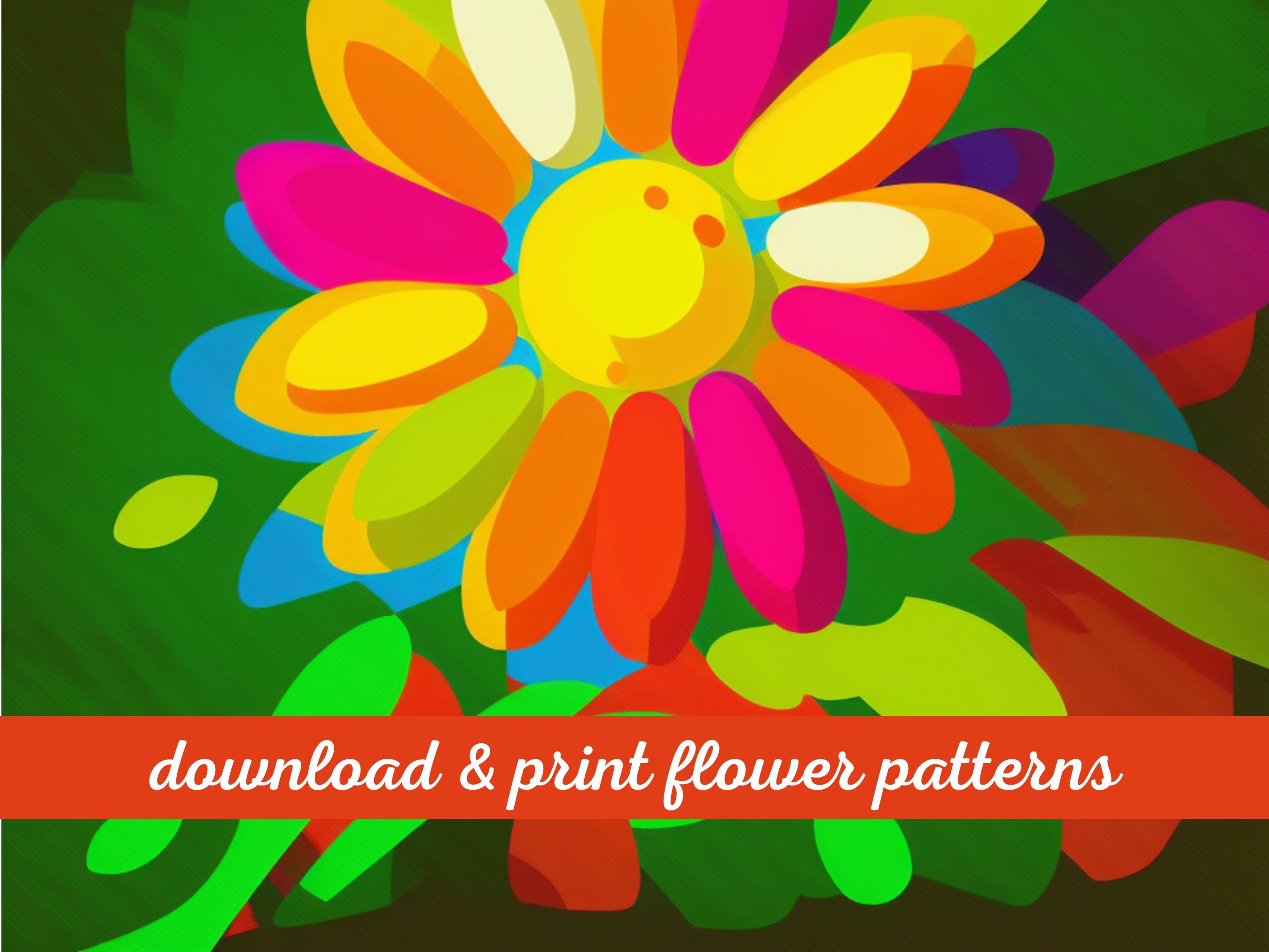 Bright Color Flower Patterns | 12" X 12" Floral Designs | 12 Digital ...