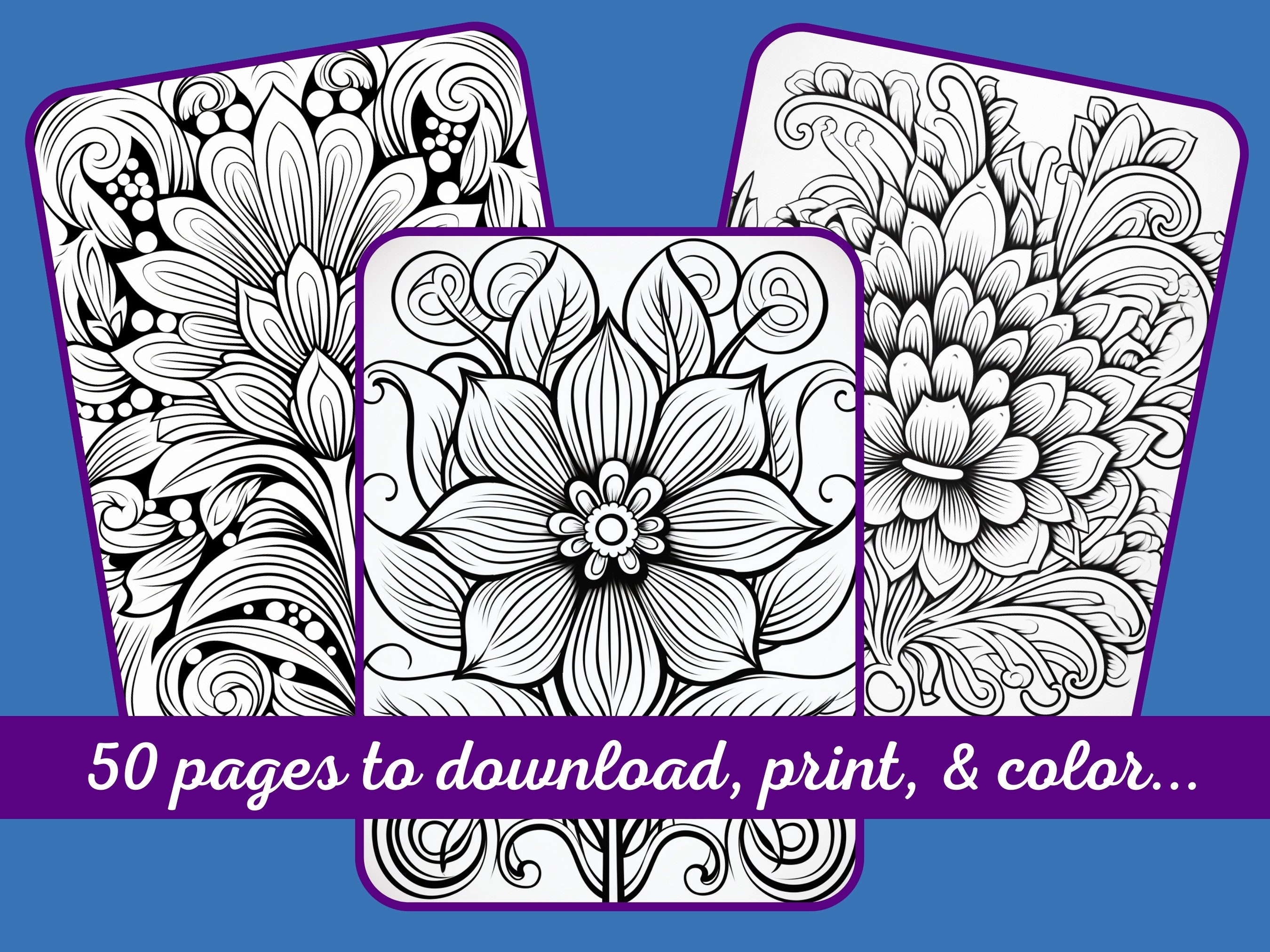 Mexican Flower Pattern Coloring Pages Adult Coloring Book - Etsy
