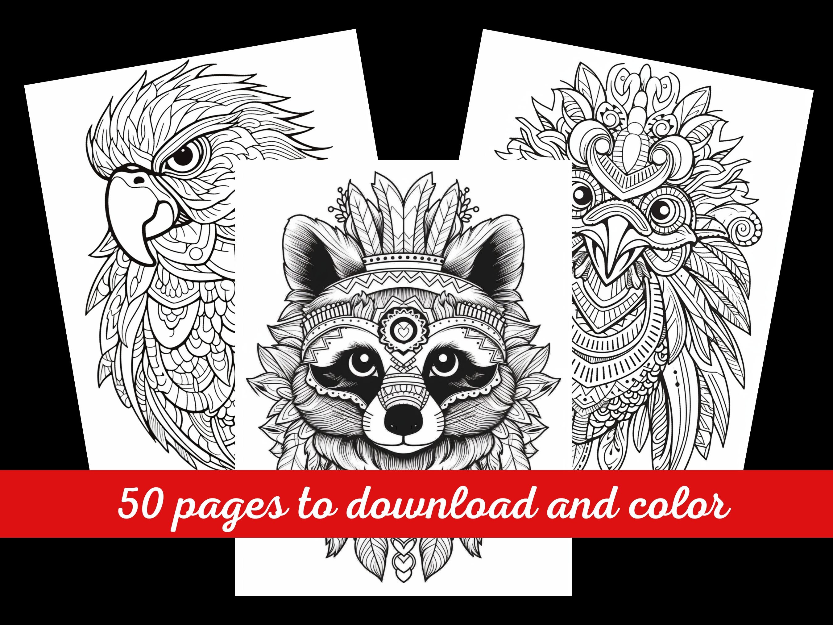 Mandala Animal Coloring Pages: 50 Whimsical Designs (printable PDF ...