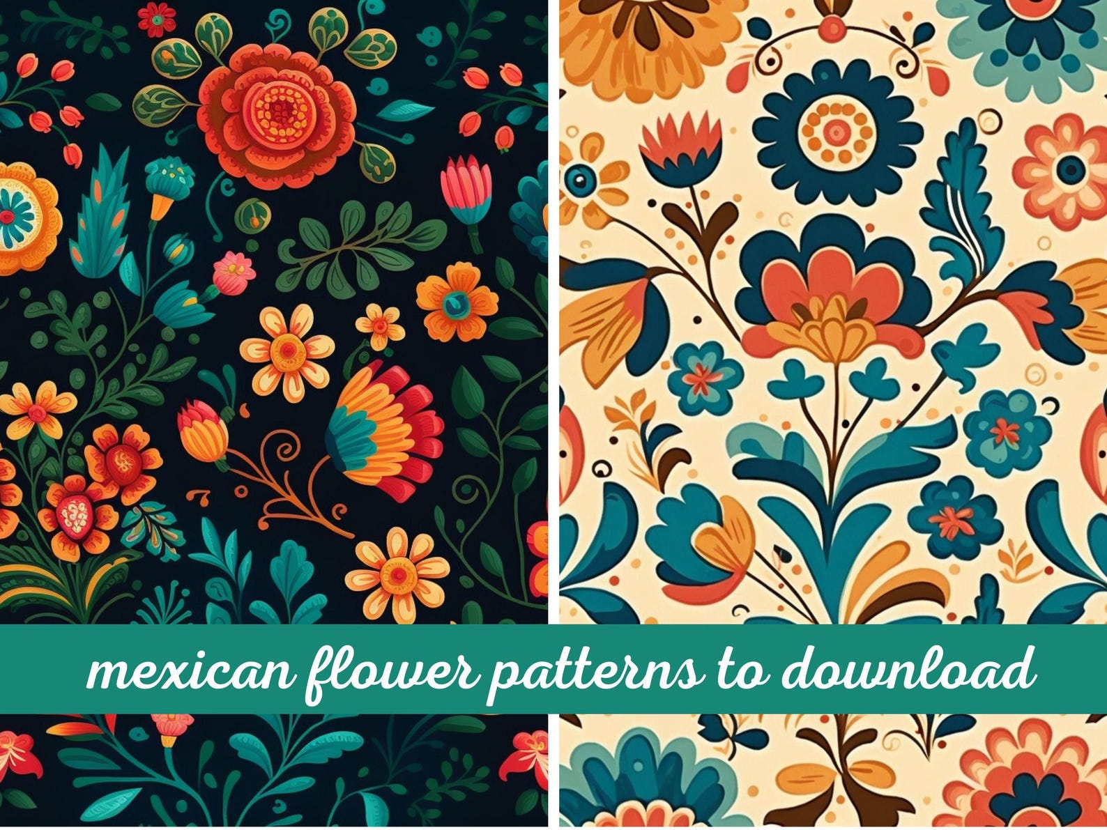 Mexican Flower Patterns | 12" X 12" Digital Designs | 12 Digital ...