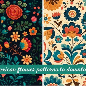 Mexican Flower Patterns | 12" X 12" Digital Designs | 12 Digital Pattern Downloads | Printable ...