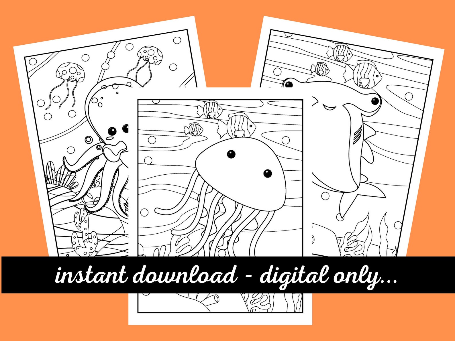 Ocean Life Coloring Book: 60 Printable Pages (PDF & JPG) - Etsy