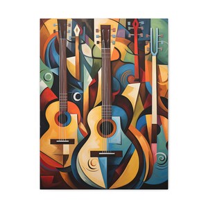 Printed Abstract Guitars Wall Art | Musical Instrument Canvas Gallery ...