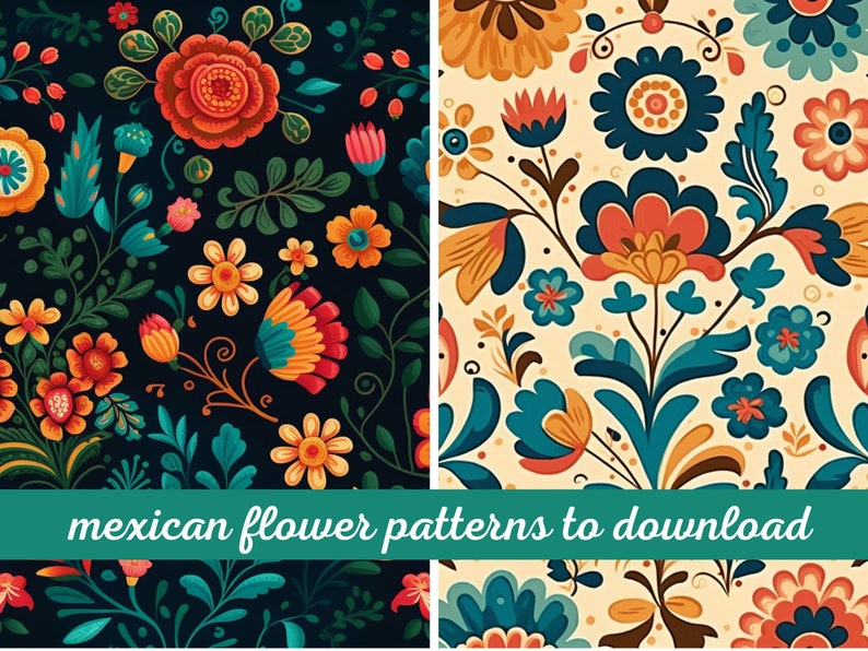 Mexican Flower Patterns 12 X 12 Digital Designs - Etsy