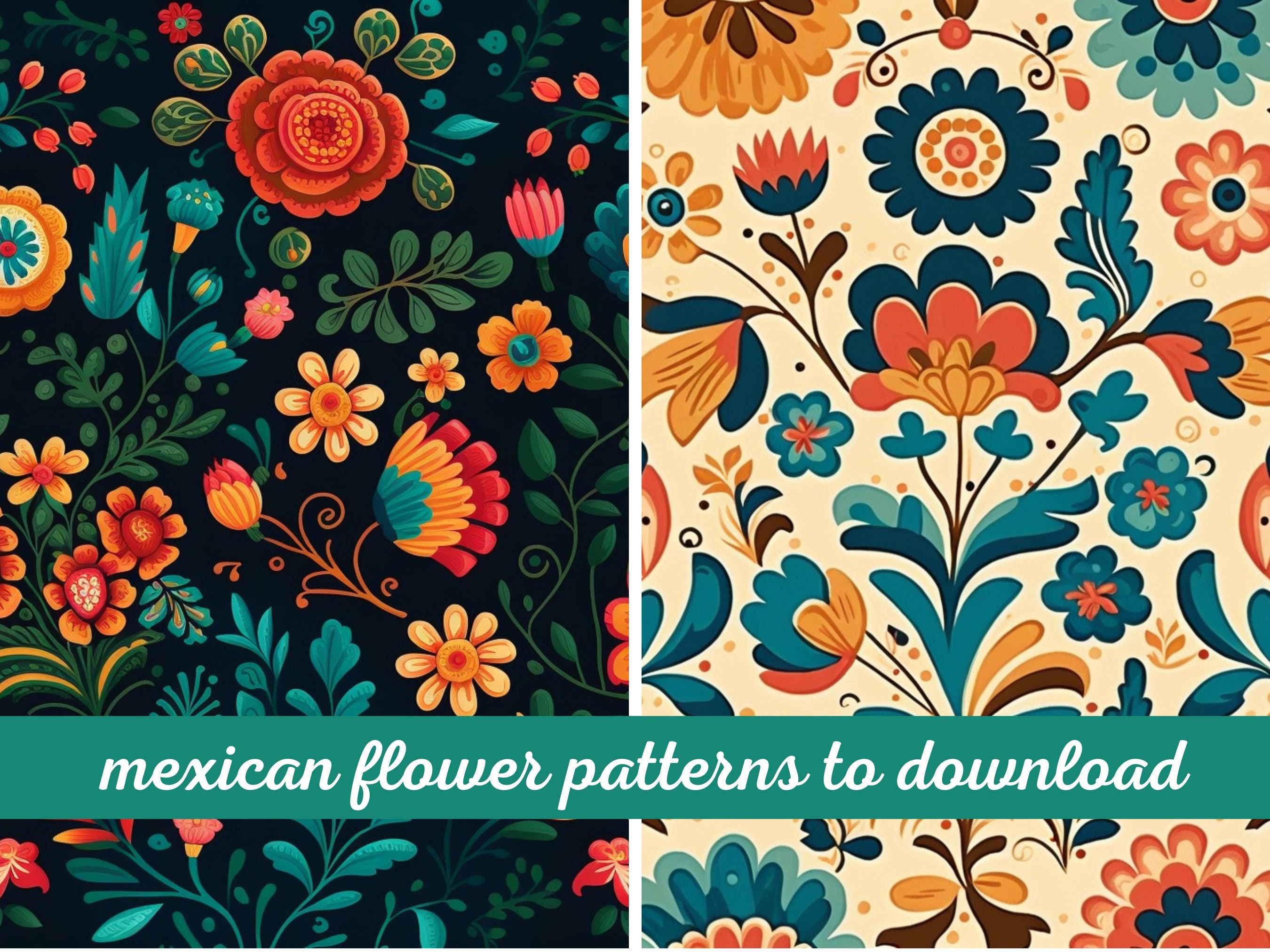 Mexican Flower Patterns 12 X 12 Digital Designs - Etsy