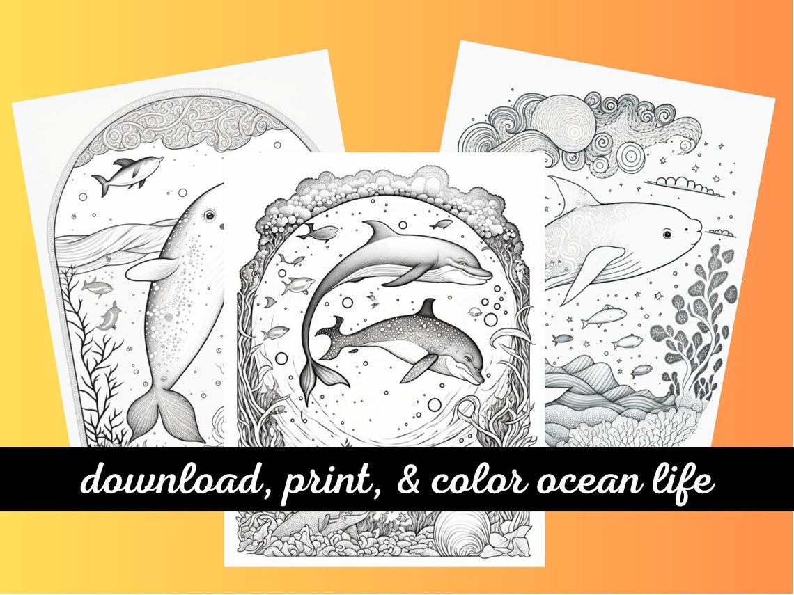 Whimsical Ocean Life Coloring Pages Adult Coloring Book 40 Digital ...