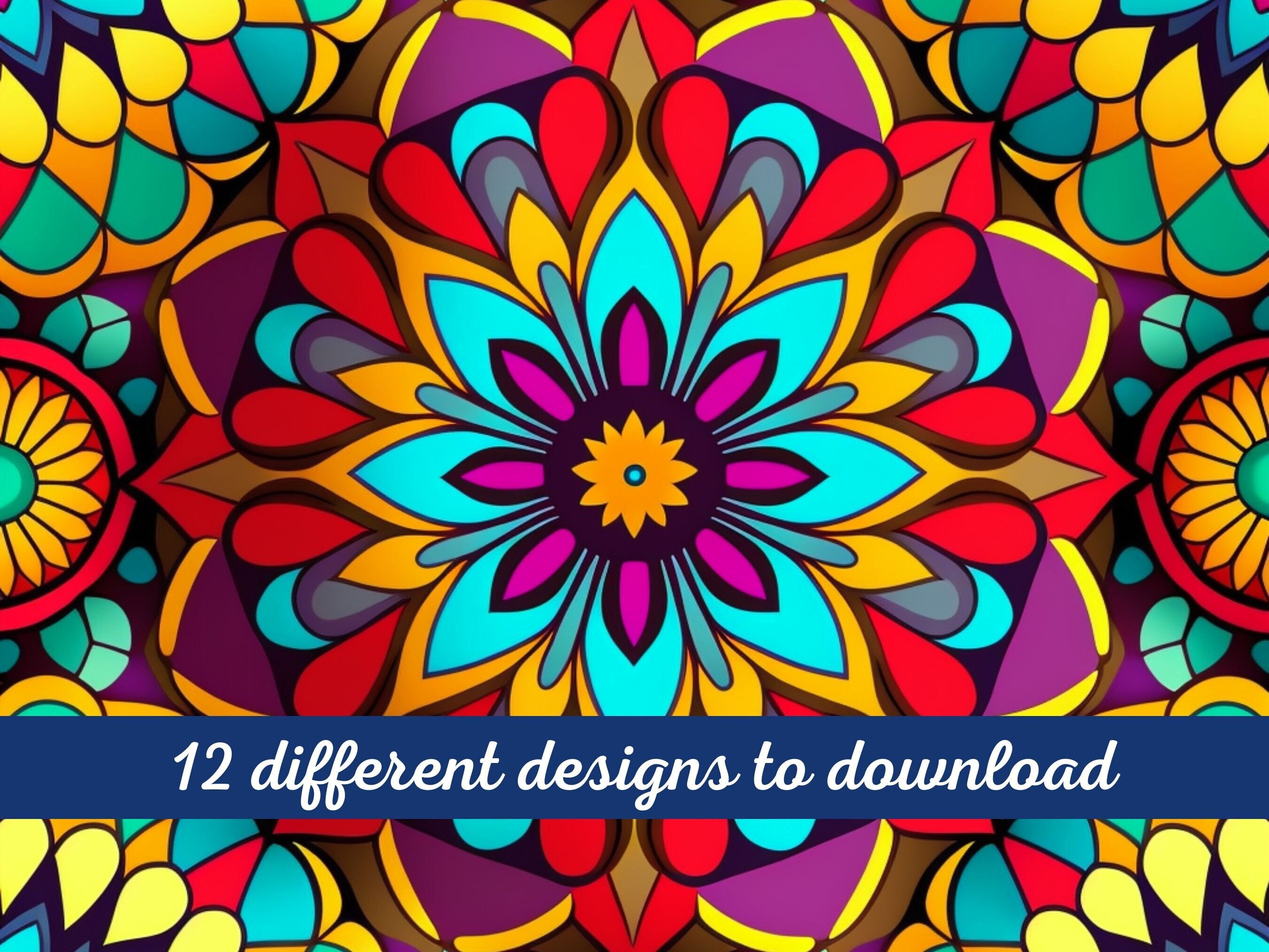 Colorful Flower Mandala Patterns Printable 12 X 12 Files Jpg & Pdf ...