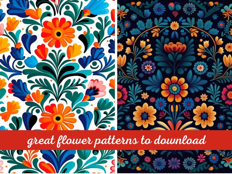 Colorful Mexican Flower Patterns | 12" X 12" Flower Patterns | 12 ...