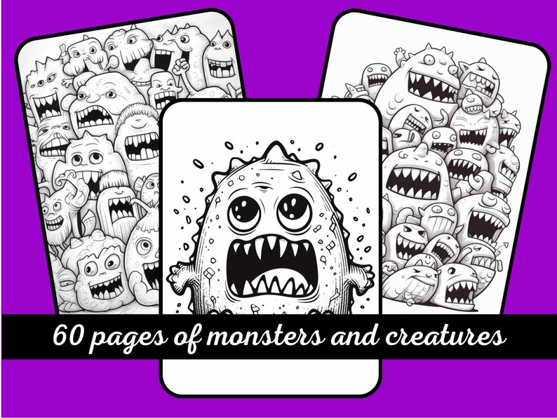 Monsters Doodle Coloring Book Creative Creatures Color Designs Cute ...
