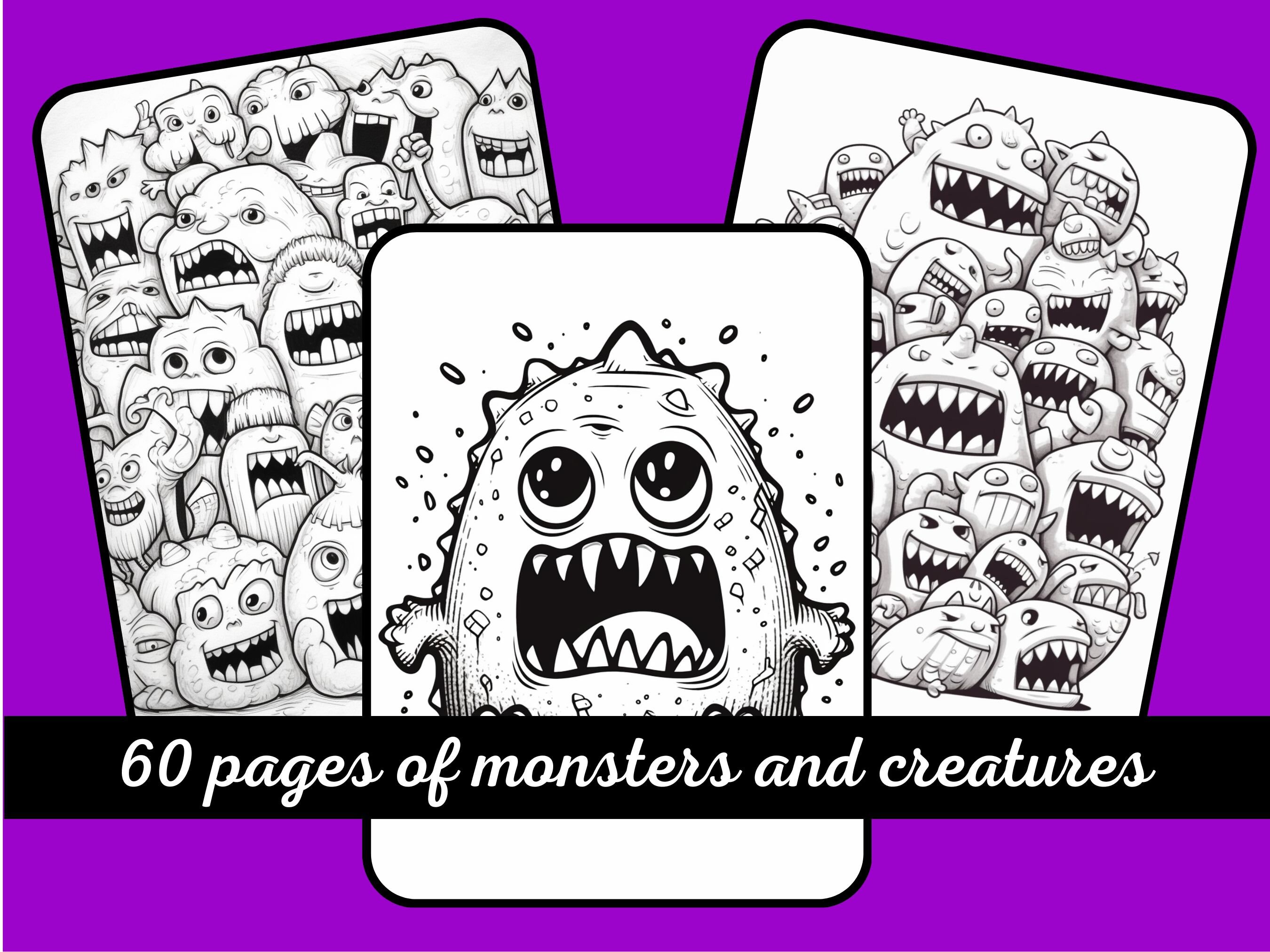 Monsters Doodle Coloring Book Creative Creatures Color Designs Cute ...
