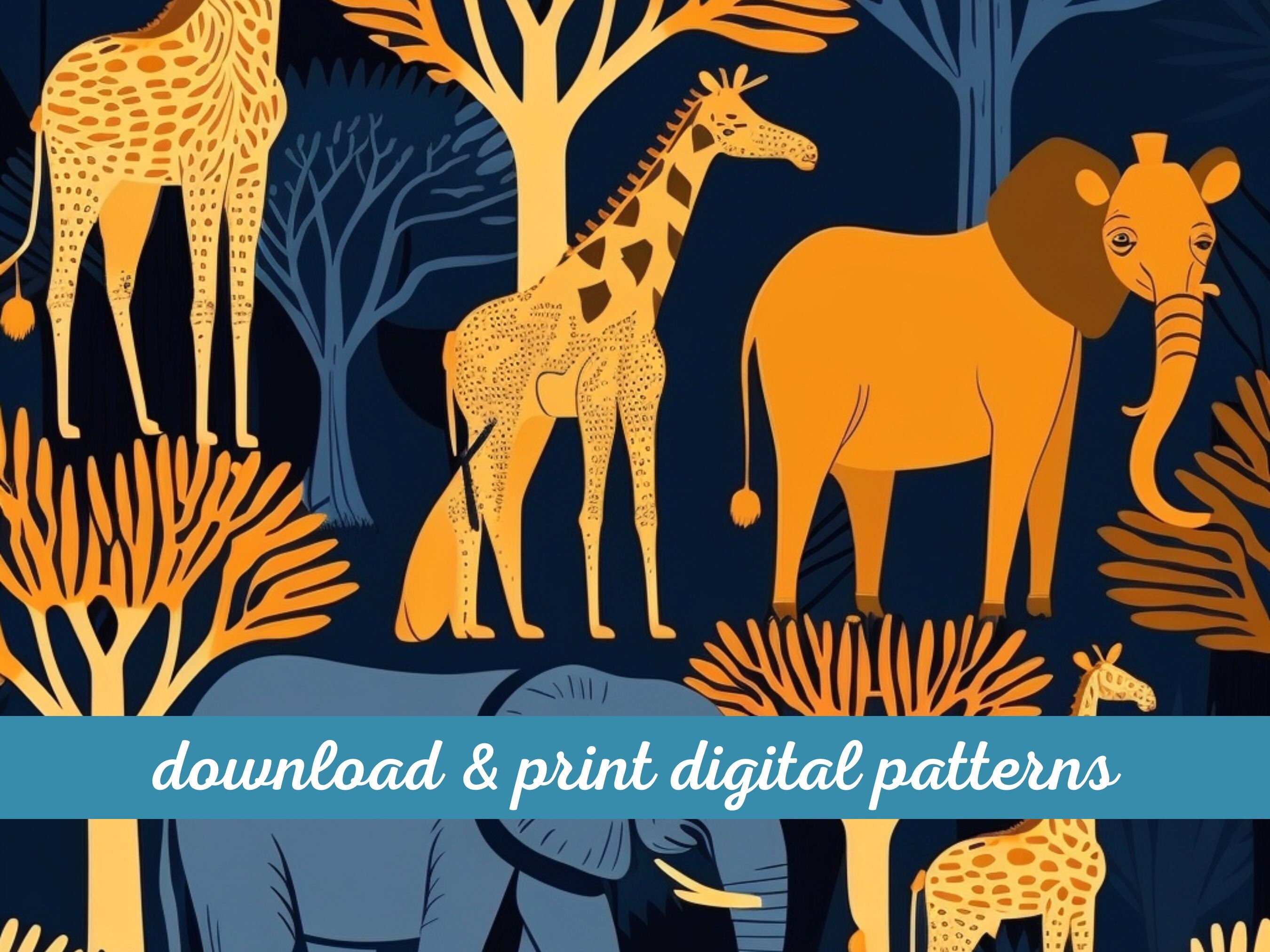 African Animal Patterns | 12" X 12" Animal Designs | 12 Instant Pattern ...