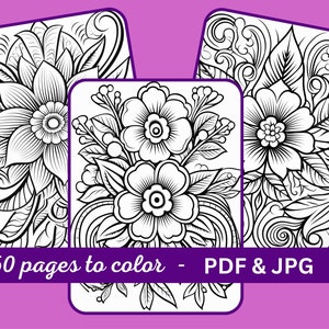 Mexican Flower Pattern Coloring Pages Adult Coloring Book - Etsy