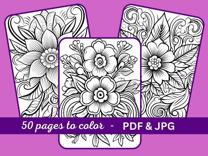 Mexican Flower Pattern Coloring Pages Adult Coloring Book - Etsy