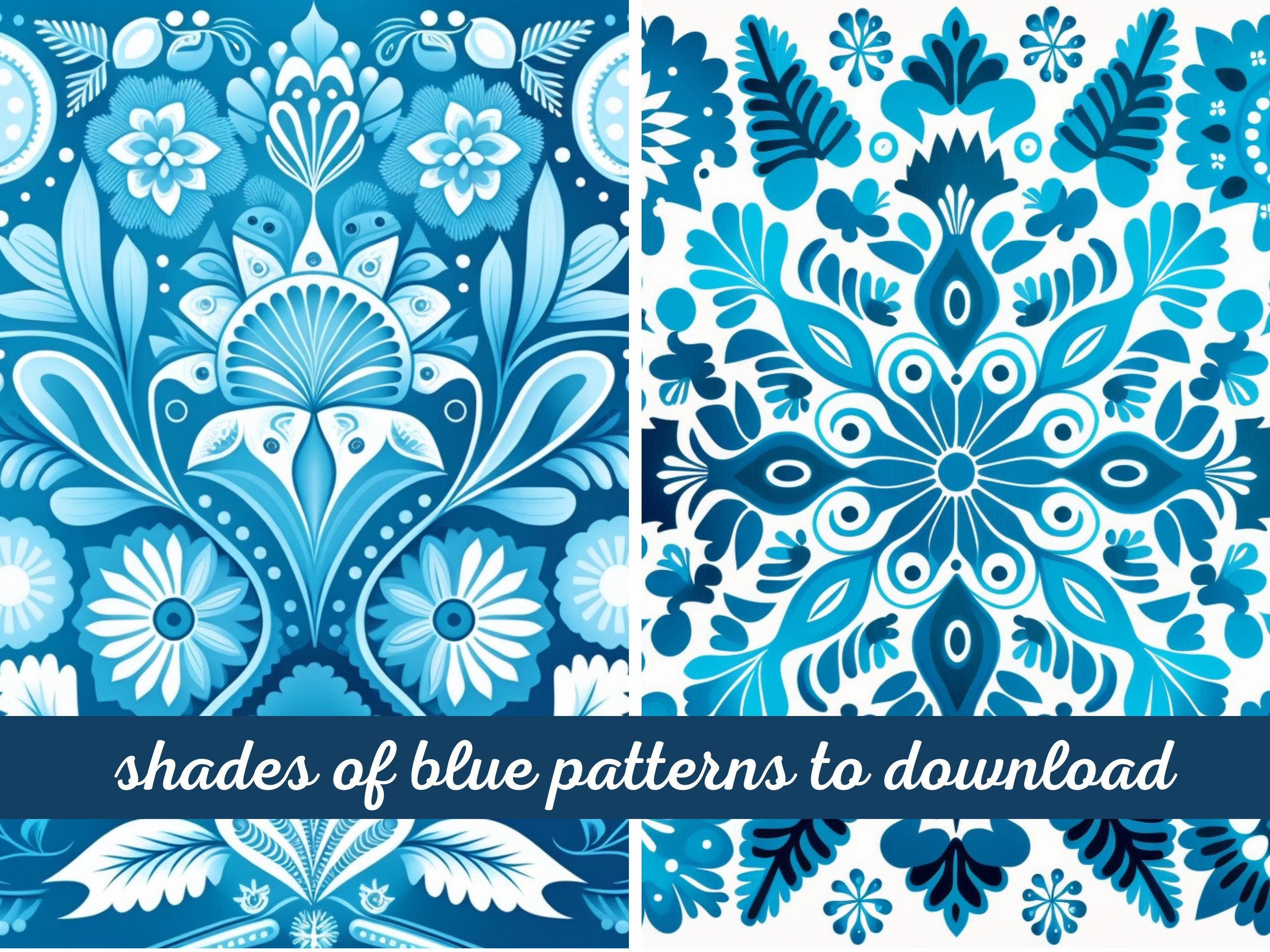 Scandinavian Shades of Blue Patterns | 12" X 12" Colorful Designs | 12 ...