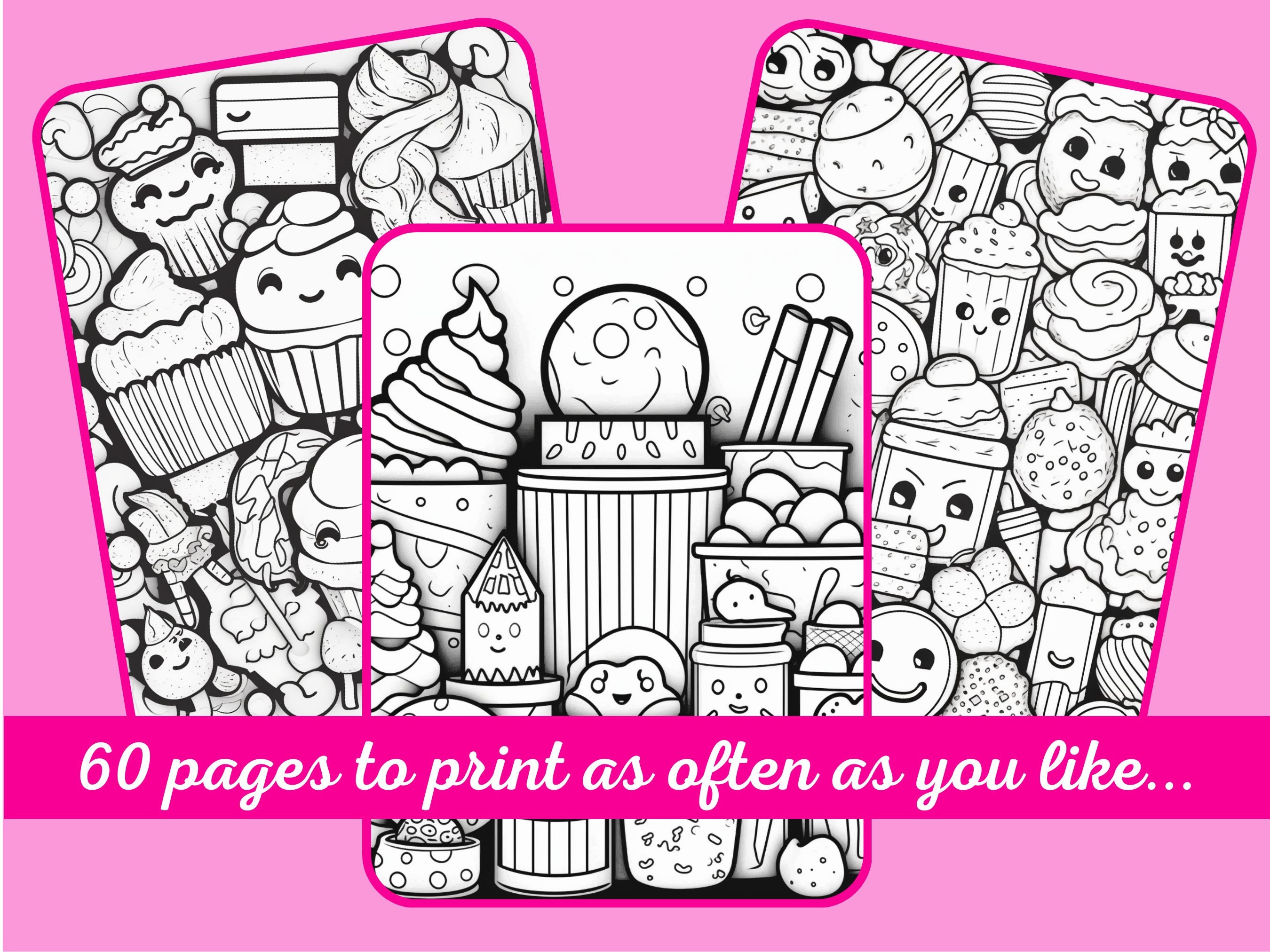 Candy & Sweets Doodle Coloring Pages Creative Treats Color Designs Cute ...