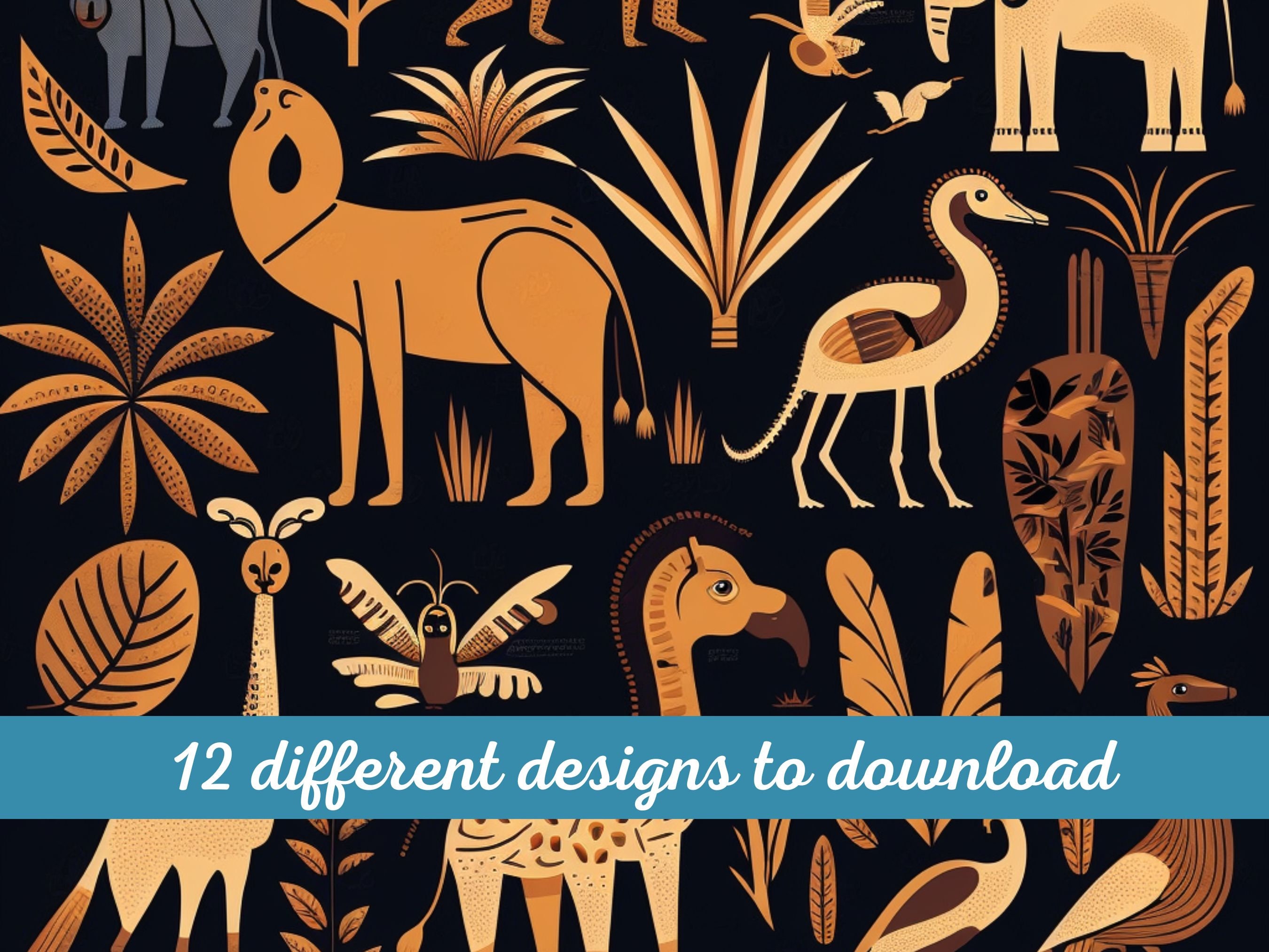 African Animal Patterns | 12" X 12" Animal Designs | 12 Instant Pattern ...