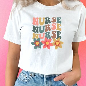 Retro Multi-color Nurse Tee | Unisex Bella+canva Cotton 3001 T-shirt ...