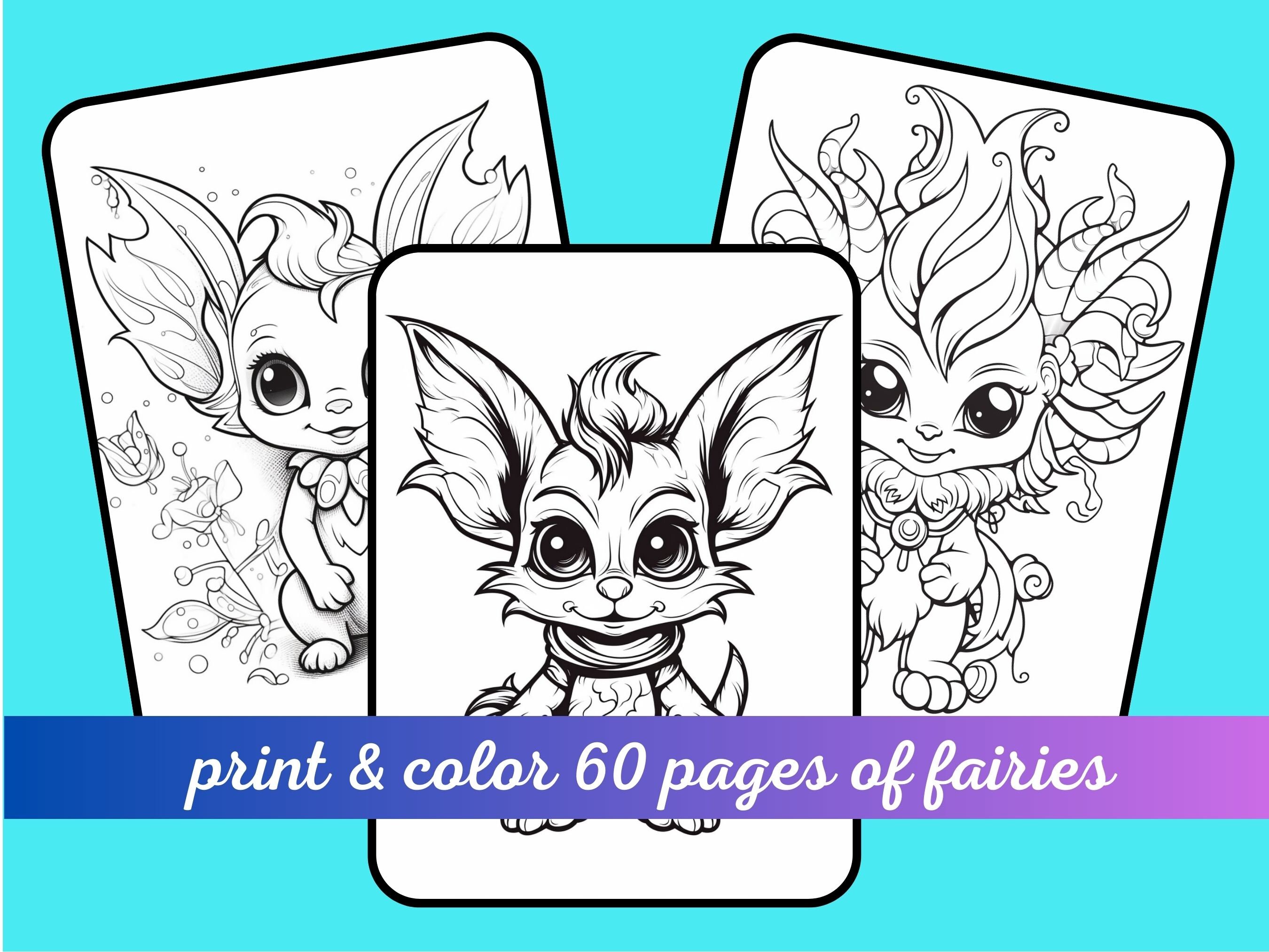 Whimsical Creatures Coloring Pages - Fantasy Illustration Set - 60 ...