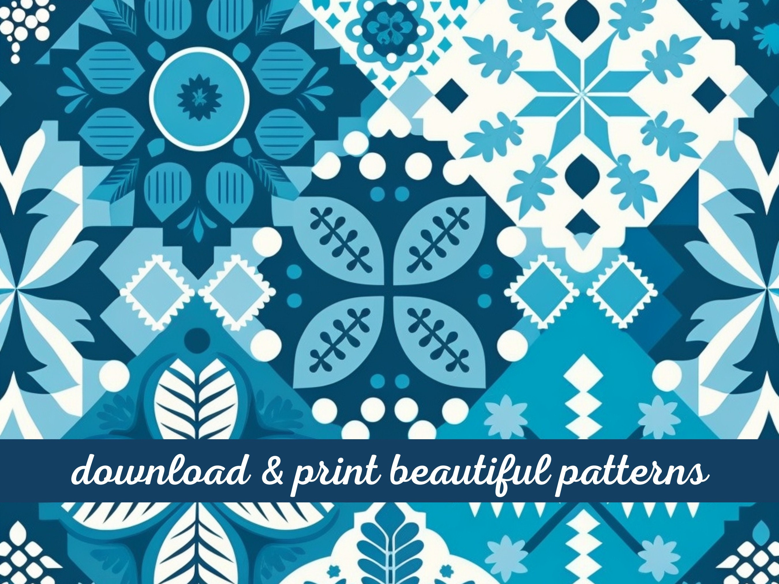 Scandinavian Shades of Blue Patterns | 12" X 12" Colorful Designs | 12 ...